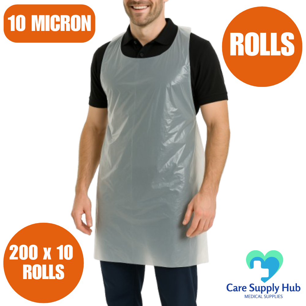 Disposable Aprons Roll Pack – 10 Micron, 2000 Aprons (200 x 10 Rolls ...